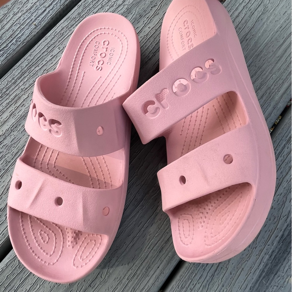 Crocs Womens Light Pink Slide Sandals Size 9w - Gem